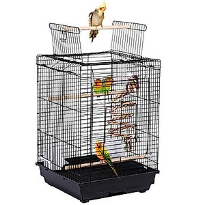 Yaheetech Open Play Top Travel Bird Cage for Conure Sun Parakeet Green Cheek Conure Lovebird Budgie Finch Canary, Small-Size Travel Portable