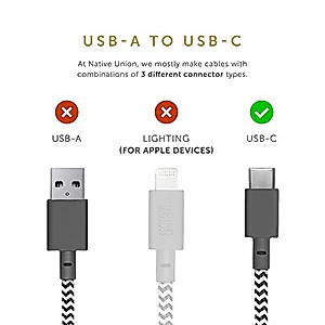 Native Union Belt Cable XL USB-C to USB-A - 10ft Ultra-Strong Charging Cable with Leather Strap Compatible with Samsung Galaxy Z Fold4, Flip4 / S22 Ultra, Pixel 7 Pro, iPad Pro, Air 5, Mini 6 (Zebra)