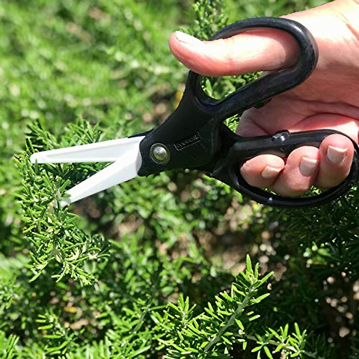 Kyocera Ceramic Scissors, Overall length 7.2" with 2.7" Long Blades, Black Handle With White Blades