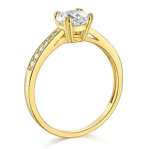 TWJC 14k Yellow Gold Solid Wedding Engagement Ring - Size 6