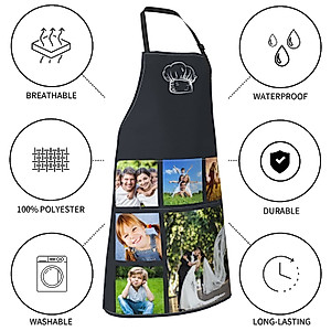 ROAWXKU Custom apron Personalized kitchen aprons for men women cute,BBQ cooking Chef Knives,Add your photo/text Unisex gift Black