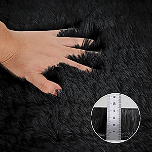 ALAISE Shaggy Area Rug Fluffy Carpets, 3x5 Feet Black Rug for Bedroom Living Room, Upgraded Anti-Slip Durable Memory Foam Throw Rug for Home Decor Kids Room Nursery Dorm Easy to Clean