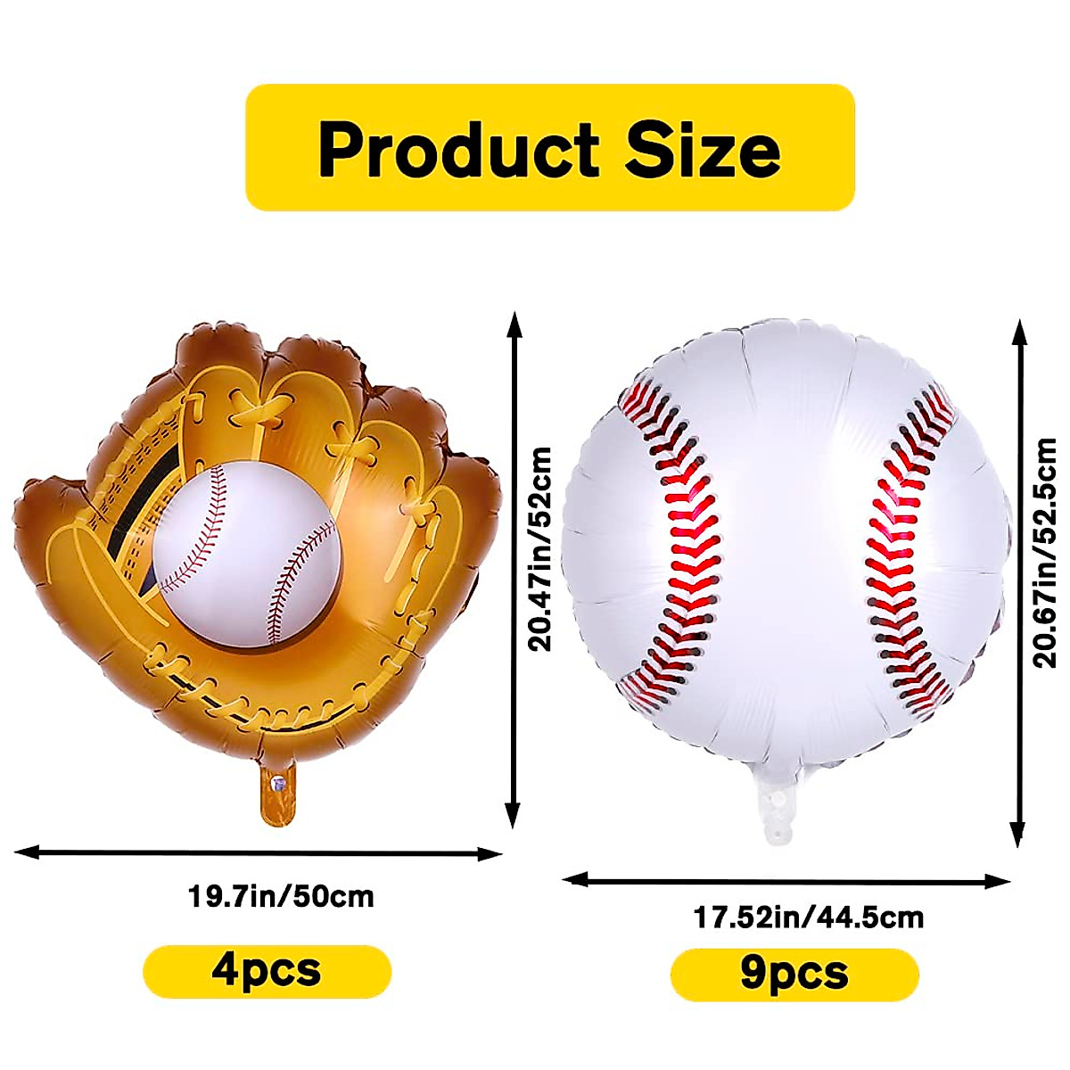YUJUN 13PCS Baseball Balloons,Baseball Jumbo Glove Foil Mylar Sports Balloons for Birthdays Party Baseball Sports Themed Party Decorations Supplies (20in)