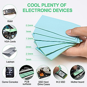 Aairhut Thermal Pad 20W/m.K, 100x50x1mm Silicone Cooling Pad Non Conductive Heat Resistance Extreme Odyssey Cover with Dual Self-Adhesive Films for PC Laptop PS4/PS5/SSD/RAM - 1 Pad