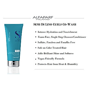 Alfaparf Milano Semi di Lino Hydrating Co-Wash - Foam-Free Conditioner for Curly Hair - Increases Hair Shine, Manages Frizz Control & Prolongs Cosmetic Color - Vegan & Sulfate Free (250ml)