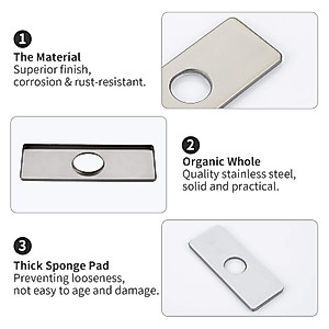 KAIYING 6" Hole Cover Deck Plate for Bathroom Vanity Sink, 3-to-1 Bathroom Faucet Escutcheon Plate, Rectangle, Stainless Steel (Brushed Nickel)