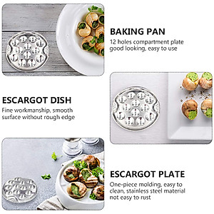 Hemoton 2pcs Stainless Steel Snail Mushroom Escargot Plate Dishes Escargot Round Baking Dish Escargot Dining Set with 12 Compartment Holes for Escargot Conch Snail Bake Pan