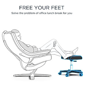 Adjustable Footrest Ottoman Stool with 360° Rolling Wheels Ergonomic Footrest Under Desk Foot Rest for Home or Office Use (Beige)