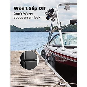 KEMIMOTO PWC Boat Fender, Marine Dock Fender for Straight-Edge or Corner, 2 Pack Boat Fenders Bumpers for Jet Ski with 2 Ropes, Black