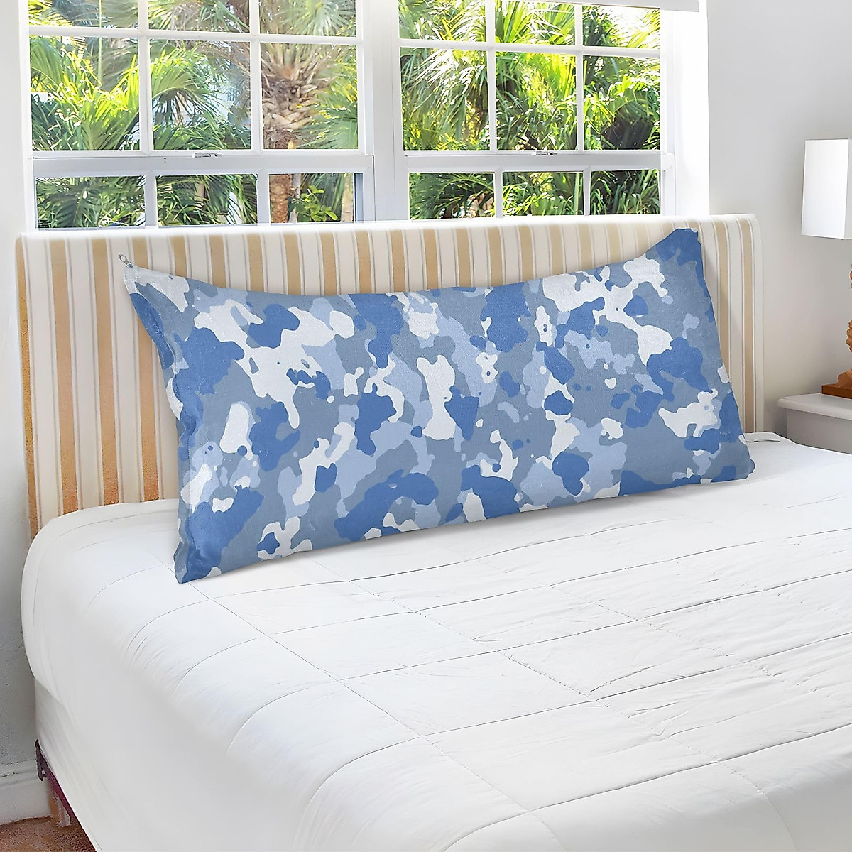 Blue Navy Camo Pillowcase for Hair and Skin Body Pillow Cover Long Body Pillow Pillowcase 20"X 54" Plush Pillow Case with Zipper for Men