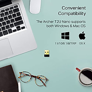 TP-Link Nano AC600 USB Wifi Adapter(Archer T2U Nano)- 2.4G/5G Dual Band Wireless Network Adapter for PC Desktop, Mini Travel Size, Supports Windows 11,10, 8.1, 8, 7, XP / Mac OS X 10.9-10.14