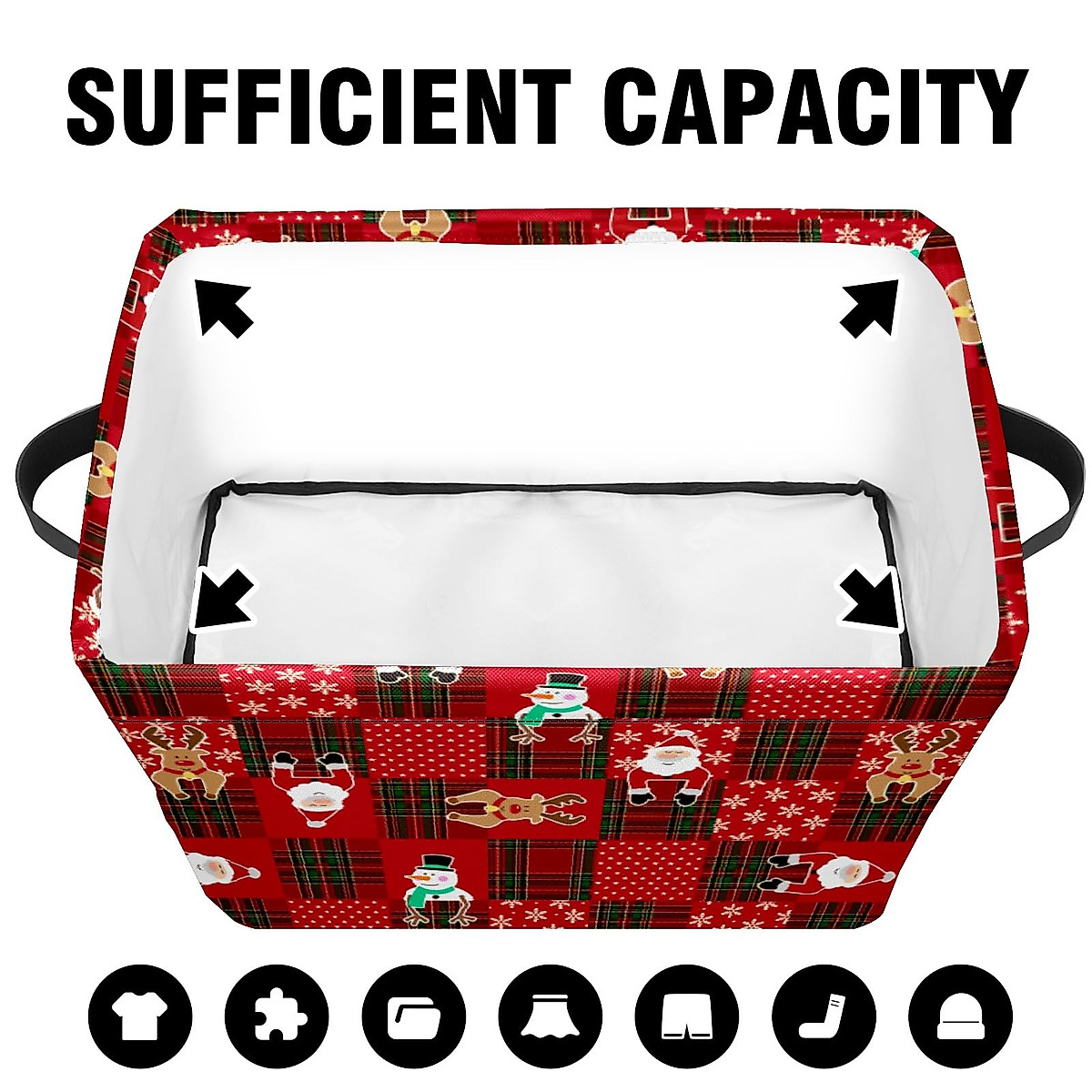 SOLONDA Large Foldable Storage Basket with Handles Closet Baskets for Organizing, Winter Snowman Snowflake Polyester Basket for Storage, Collapsible Storage Bin 10 x 14 x 8 inches