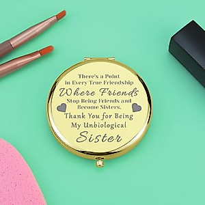 Friendship Gifts for Women Compact Makeup Mirror Friend Gifts Bestie Gifts Sisters Gifts for Best Friend Folding Makeup Mirror Christmas Graduation Wedding Gift for Her BFF Female (Gold)