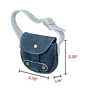 Hide & Drink, Leather Tiny Saddle Bag, Coin Pouch & Cash Holder Organizer, USB, SD Cards, Ornaments, Accessories, Handmade Includes 101 Year Warranty (Blou Reed)