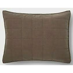 Threshold Flannel Box Stitch Sham Standard Light Brown 100% Cotton 26"x 20"