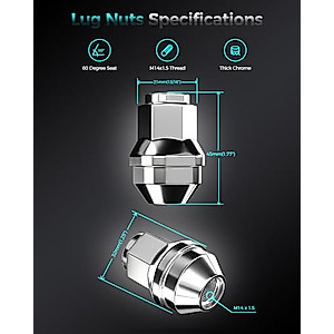 ZOFFI 24pcs M14x1.5 One-Piece Chrome OEM Factory Style Large Acorn Seat Lug Nuts Replacement for 2015-2020 Ford F150 Expedition Lincoln Navigator Factory Wheels