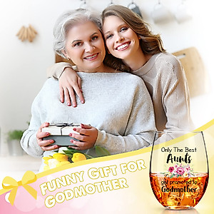 Thank You for Being My Godmother Wine Glass, Personalized Mother's Day Birthday Christmas Gift for Godmother Mother, 17 Oz Godmother Announcement Wine Glass for Godmother from Godchild (Only The Best)