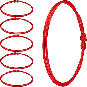 WILLBOND 6 Pieces Red Bracelet Red Cord Bracelet Adjustable Kabbalah Red Knot String Bracelet Amulet for Protection, Evil Eye and Good Luck (Classic Style)