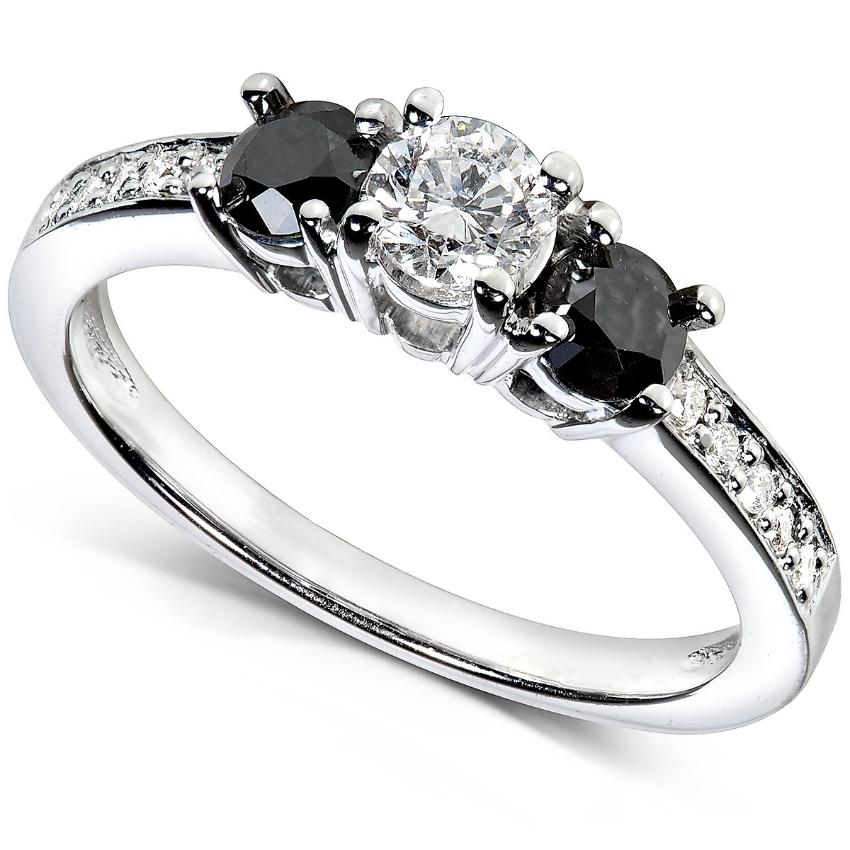 Kobelli Black and White Diamond Engagement Ring 3/5 Carat (ctw) in 14k White Gold, Size 9