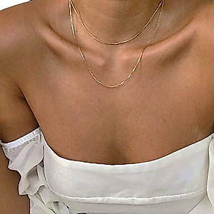 Jewelry Affairs 10k Real Solid Gold Mirror Box Chain Necklace, 0.6mm (20 Inches, Yellow Gold)