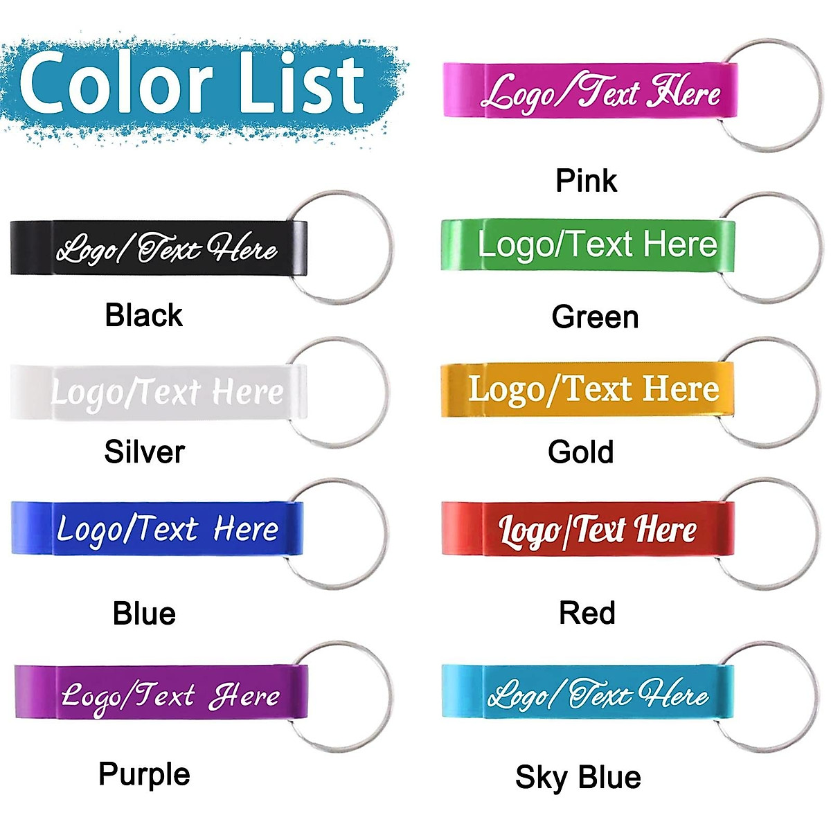 100PCS Custom Personalized Bottle Opener Keychain Bulk Engraved with Logo Text for Men Women,Customized Metal Aluminum Bottle Opener Keychains Wedding Party Favors Gifts