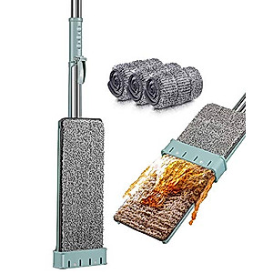 Microfiber Mop for Floor Cleaning-AYOTEE Hand Free Self Wringing Cleaning Floor Mop with 3 Washable Mop Pads, Dust Mop with 30pcs Floor Cleaning Slice