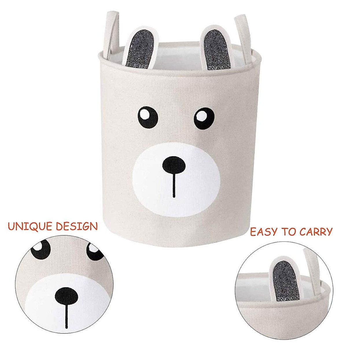 XYDZ Children's Laundry Basket Collapsible Fabric Nursery Storage Bin Cute Organizer Large Foldable Hamper for Home Closet Laundry Cartoon Clothes Bag Toys Storage Stylish Apricot Ear Bear Design