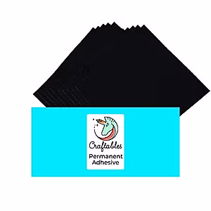 Craftables Black Vinyl Sheets - Permanent, Adhesive, Glossy & Waterproof | (10) 12" x 12" Sheets- for Crafts, Cricut, Silhouette, Expressions, Cameo, Signs