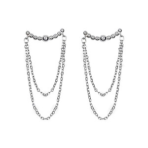 SLUYNZ 925 Sterling Silver Dangle Earrings Chain For Women Dangling Tassel Earrings Tiny Balls Stud (A-Silver)