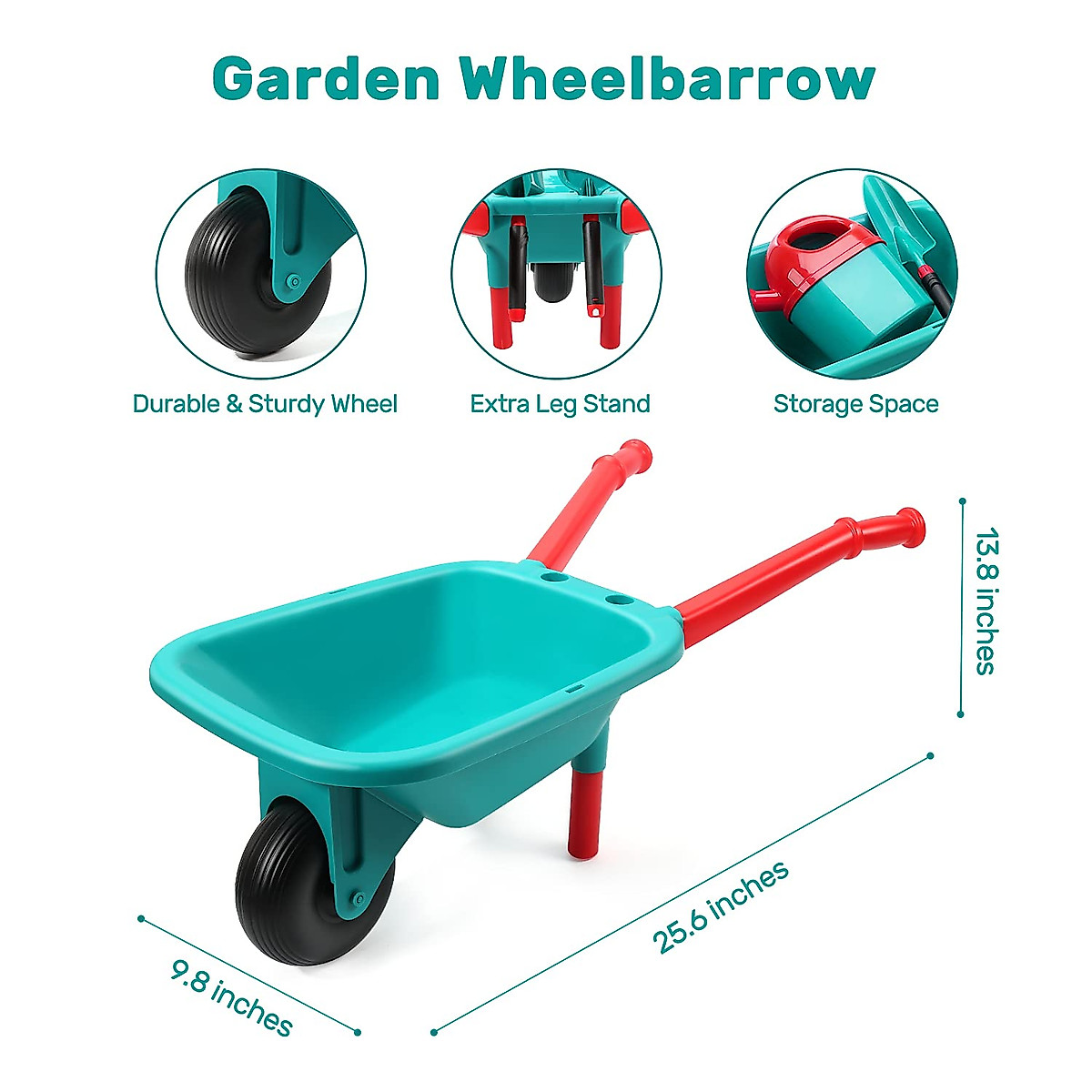 CUTE STONE Kids Gardening Tool Set, Garden Toys with Wheelbarrow, Watering Can and Shovel, Pretend Play Outdoor Indoor Toys, Gifts for Toddlers Boys and Girls