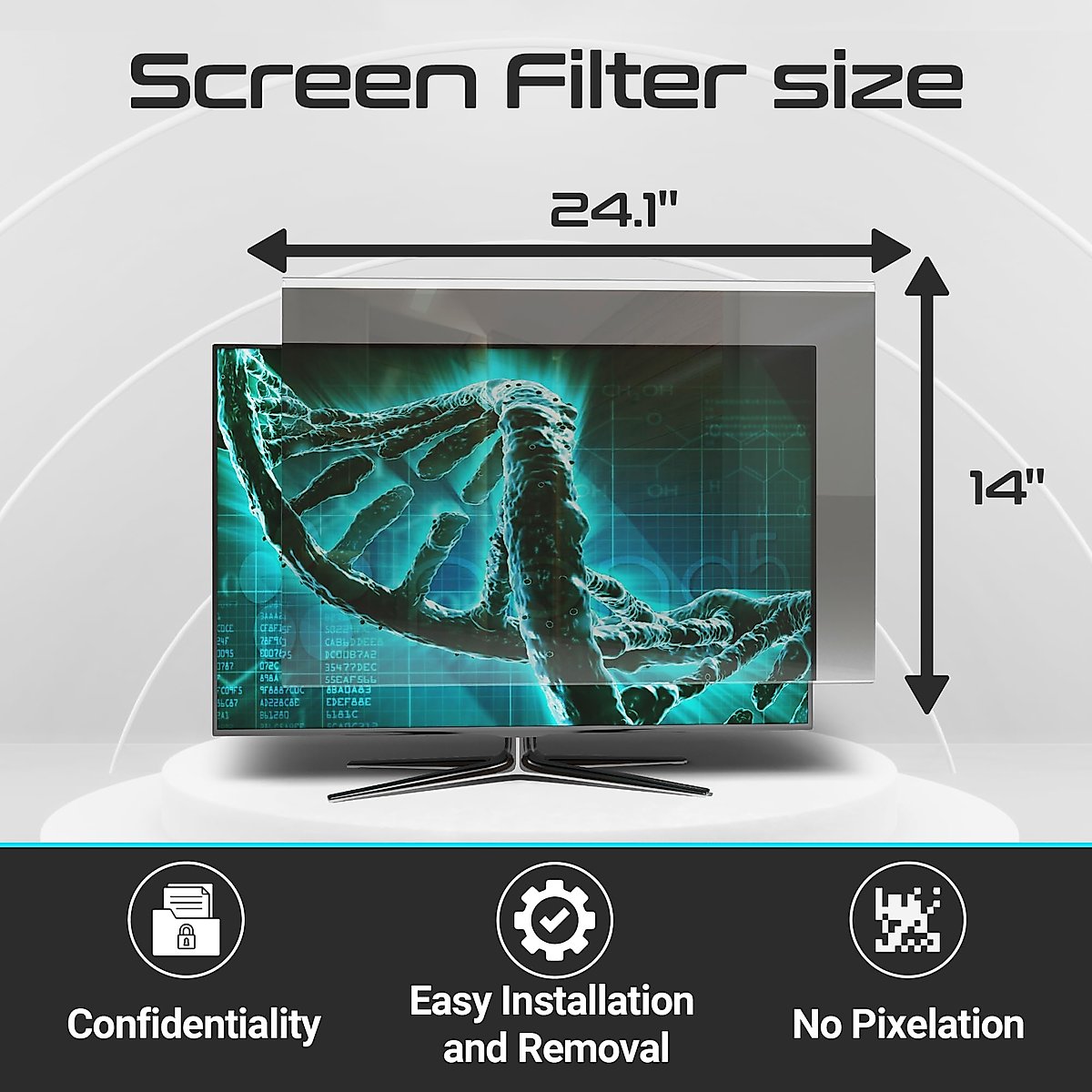EZ-Pro Screen Protector Privacy Screen Panel for 27 inches (Screen Measured Diagonally) Computer Monitor, Anti Blue Light and Easy Installation, Screen Panel Size 14" Height x24.1 Width