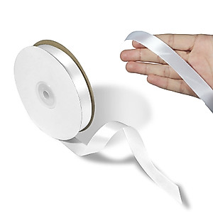 ORIKUKEET White Polyester Ribbon 5/8 Inch, 50 Yards, Single-Sided Shiny, Perfect for DIY Crafts, Wedding Decoration, Gift Wrapping and Flower Art