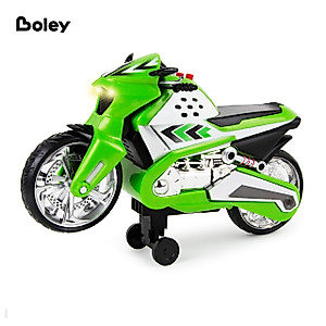 Boley Wheelie Lifter - 1 Pk Green Motorized Toy Motorcycle for Boys & Girls - Light & Sound Die Cast Motorcycle Toy for Kids Ages 3+