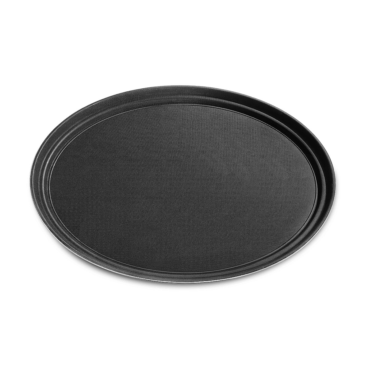 New Star Foodservice 25453 Non-Slip Tray, Plastic, Rubber Lined, Oval, 20.5 x 25.25-Inch, Black…