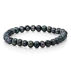 Gem Stone King Set Of 5 Multicolor Cultured Freshwater Pearl Stretch Bracelets 7.5 Inch