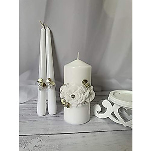 Magik Life Unity Candle Set for Wedding - Wedding décor - Decorative Candles Pillar - Candle Sets - 6 Inch Pillar and 2 10 Inch Tapers - Unity Candle