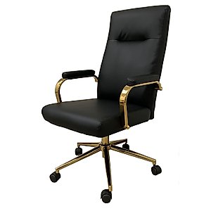 Office Chair Ergonomic Desk Chair，Swivel Computer Desk Chair with Adjustable Height and Wheels，High Back Leather Executive Chair with Lumbar Support,Black