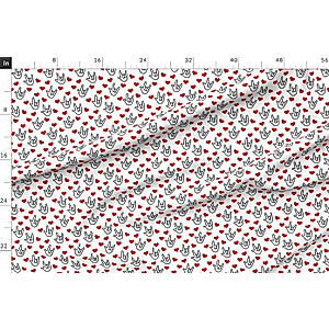 Spoonflower Fabric - Love Yous Hearts Valentine You Sign Language Printed on Polartec(R) Fleece Fabric Fat Quarter - Sewing Blankets Loungewear and No-Sew Projects