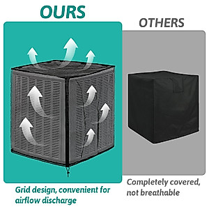 Air Conditioner Cover, 28" x 28" x 32" Mesh Breathable AC Unit Cover with Detachable Waterproof Top, All Season Protection, Air Conditioner Defender Cover for Outside Cottonwood, Leaves