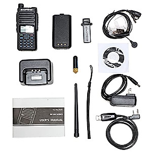 Baofeng BF-H6 Ham Radio Handheld High Power Two Way Radios Dual Band VHF UHF Walkie Talkies for Adults Long Range 2200mAh Battery, Acoustic Tube Headset, Short Antenna, Programming Cable