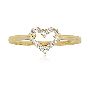 AVORA 10K Yellow Gold Simulated Diamond CZ Open Heart Ring - Size 7