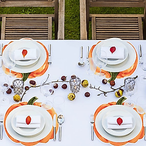 30 PCS Pumpkin Paper Place Mats Fall Disposable Table Placemats Thanksgiving Autumn Party Tablemats Orange Paper Table Mats for Harvest Halloween Holiday Table Decor Kitchen Home 12.6 x 11.3 inch