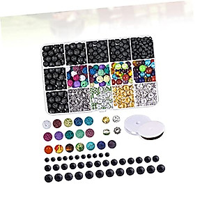 VILLCASE 1 Set 600pcs Crystals Beads Girls Crafts Colorful Necklace Lucky Charms Necklace Making Kit Beads for Bracelets Lava Stone Beads Kit String Beads Set DIY Jewelry Accessories Beaded