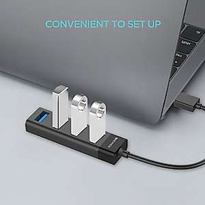 4-Port USB 3.0 Hub, KEYMOX Compact Size Data USB Hub for MacBook, Mac Pro, Mac Mini, iMac, Surface Pro, XPS, PC, Flash Drive, Mobile HDD (Charging Not Supported)