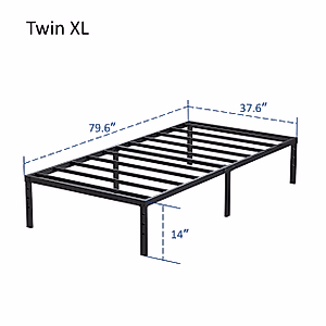 Maenizi Twin XL Bed Frames No Box Spring Needed, 14 Inch Heavy Duty Metal Twin XL Platform Bed Frame Support Up to 2500 lbs, Easy Assembly, Noise Free, Black