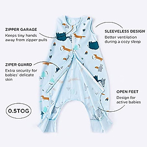 Duomiaomiao Baby Sleep Sack, Summer Toddler Sleeping Sack with Feet 2t-3t, 0.5 TOG Lightweight Cotton Baby Wearable Blanket for Early Walkers, 12months-4T