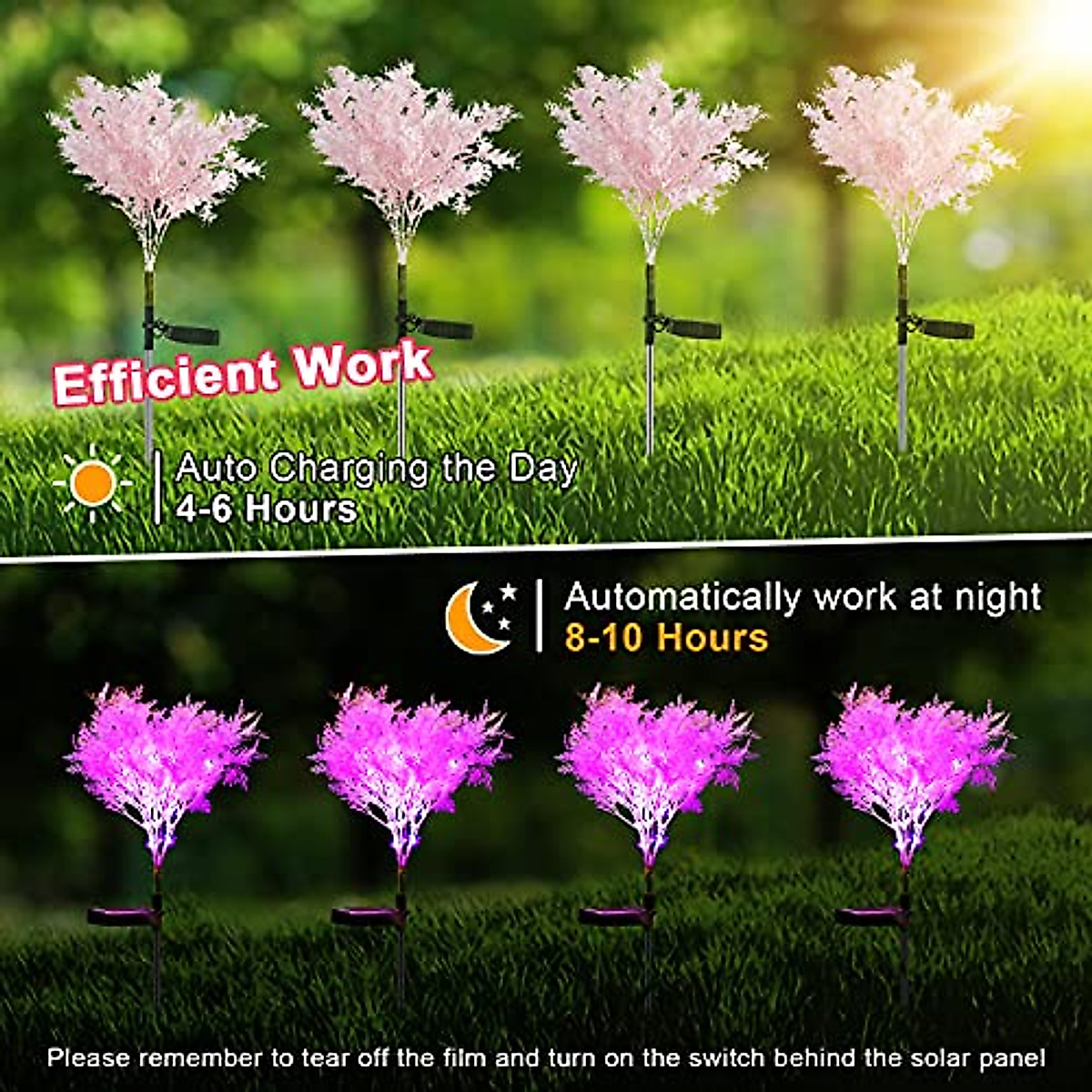 Solar Lights Outdoor Decorative 4PK, Solar Flowers Pink Rime Flower Design, Solar Powered Flowers Light Dusk to Dawn, Solar Flowers Lights Outdoor Garden Waterproof IP65 for Garden Yard Decorations