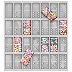 Professional Domino Molds for Resin Casting Jumbo Domino Molds for Resin Casting Double 6 Dominoes Mold, Shiny & No Scratches & Durable,8.86 x 9.25 x 0.39 inch 230g (New Version）