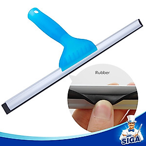 MR.SIGA Professional Window Cleaning Combo - Squeegee & Microfiber Window Scrubber, 14"