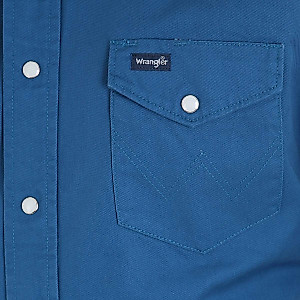 Wrangler Men's Authentic Cowboy Cut Work Western Long-Sleeve Firm Finish Shirt,Dark Teal,X-Large